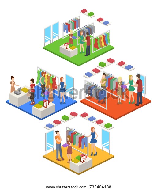 Isometric 3d Vector Shopping Clothes Store: vector de stock (libre de ...
