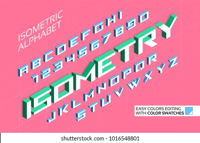 Isometric Alphabet 3d Letters Numbers Color Stock Vector (Royalty Free ...