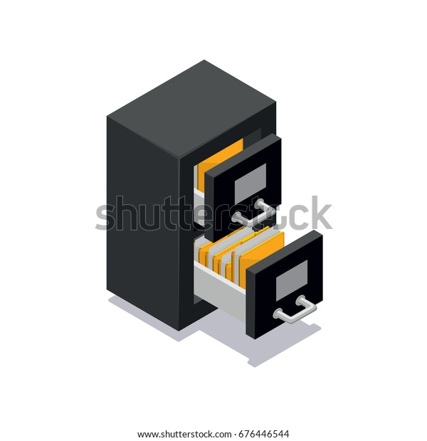 Isometric Archive File Cabinet Icon Stock Vector (Royalty Free) 676446544