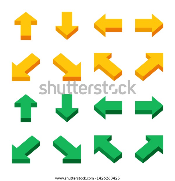 Isometric Arrow Icon Setflat Icon Style Stock Vector (Royalty Free ...