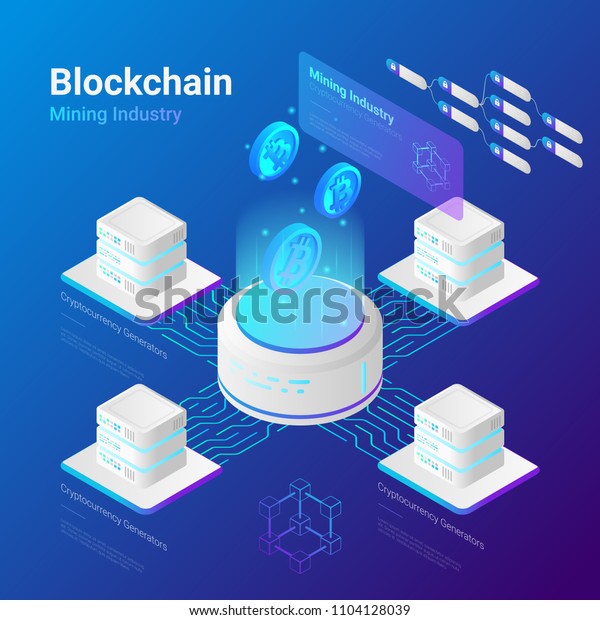 Isometric Bitcoin Miners Computers Website Vector Stock Vector (Royalty Free) 1104128039