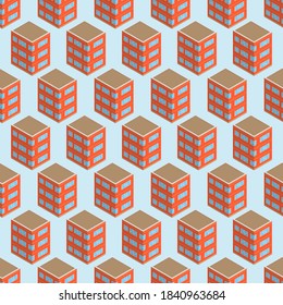 Isometric Building Seamless Pattern Urban Architecture Stock Vector ...