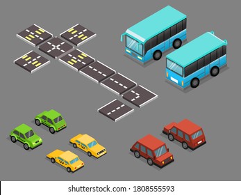 Isometric Cars Road Elements Stock Vector (Royalty Free) 1808555593 ...