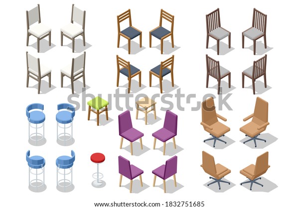 Isometric Chair Set Isolated On White Stock Vector (Royalty Free ...