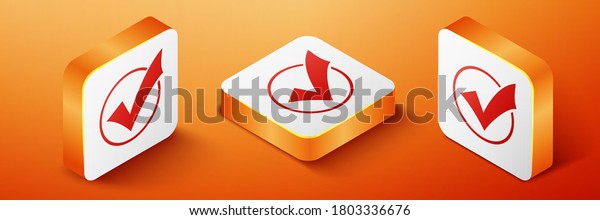 Isometric Check Mark Round Icon Isolated Stock Vector (Royalty Free ...