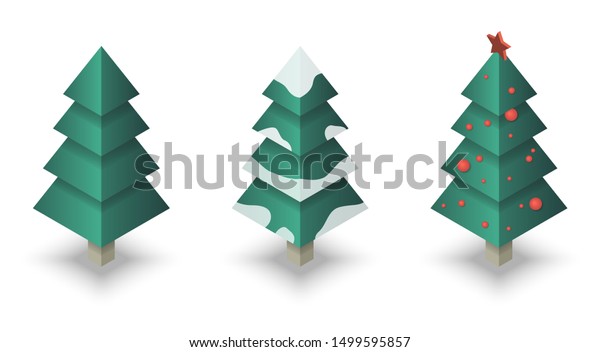 Isometric Christmas Tree Three Variants Stock Vector (Royalty Free ...