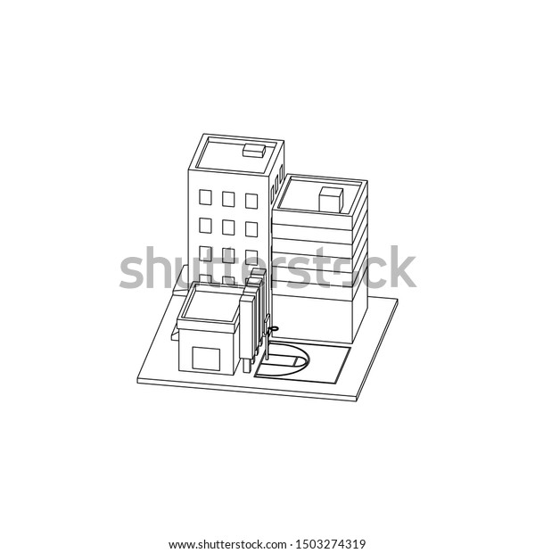 Isometric City Block Line Art Street Stock Vector (Royalty Free ...
