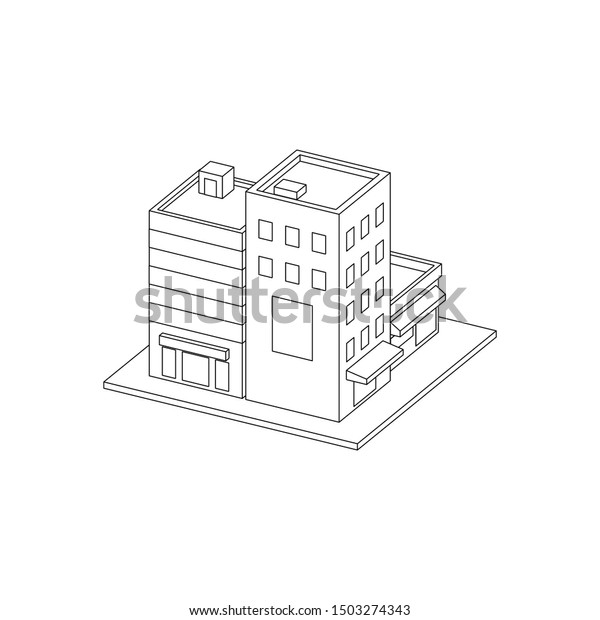 Isometric City Block Line Art Street Stock Vector (Royalty Free ...