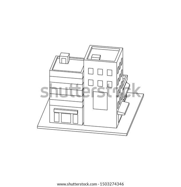 Isometric City Block Line Art Street Stock Vector (Royalty Free ...