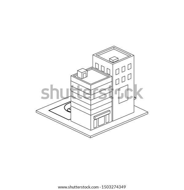 Isometric City Block Line Art Street Stock Vector (Royalty Free ...