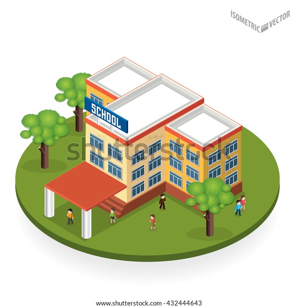 Isometric College Campus School Building Flat Stock Vector (Royalty ...