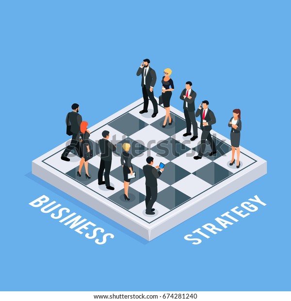 Isometric Concept Business Strategy 3d Chess 库存矢量图（免版税）674281240 ...