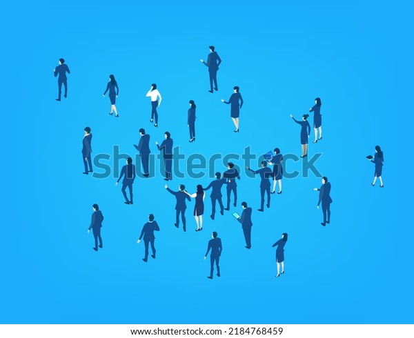 Isometric Concept Environment Crowd Business People Stock Vector ...