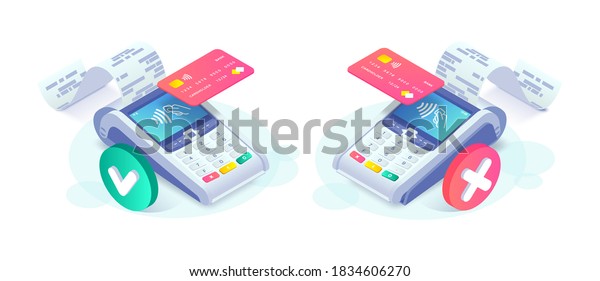 Isometric Contactless Successful Payment Payment Failed Stock Vector ...