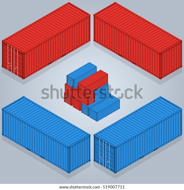 Isometric Container Delivery Vector Illustration Industrial Stock ...