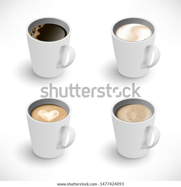 Isometric Cups Coffee Assortment Set Black Stock Vector (Royalty Free ...