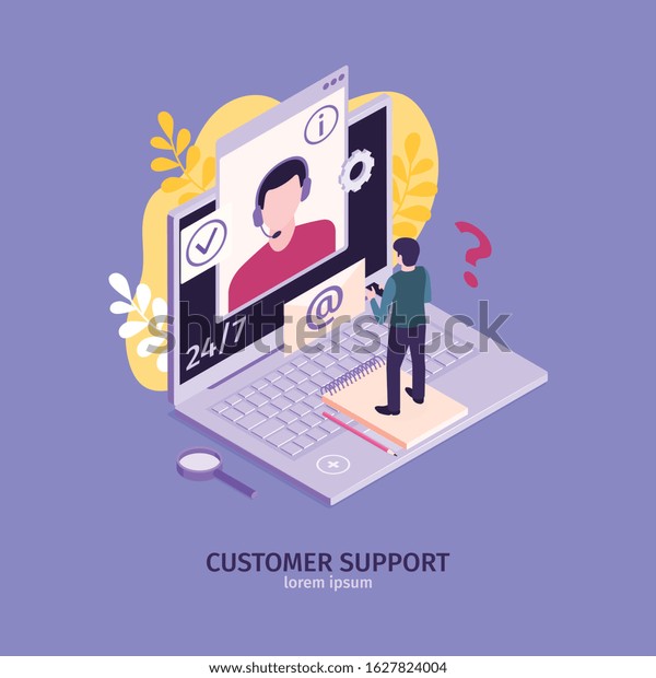 Isometric Customer Support Faq Composition Images Stock Vector (Royalty ...
