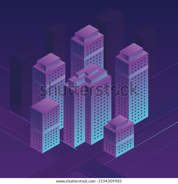 Isometric Dark Theme Real Estate Design Stock Vector (Royalty Free ...