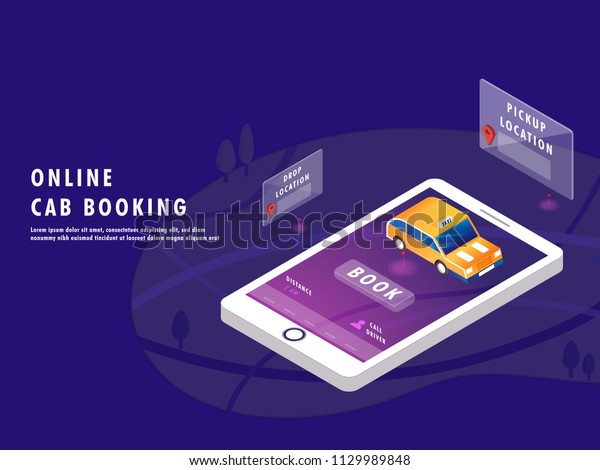 Isometric Design Online Cab Service App Stock Vector (Royalty Free ...
