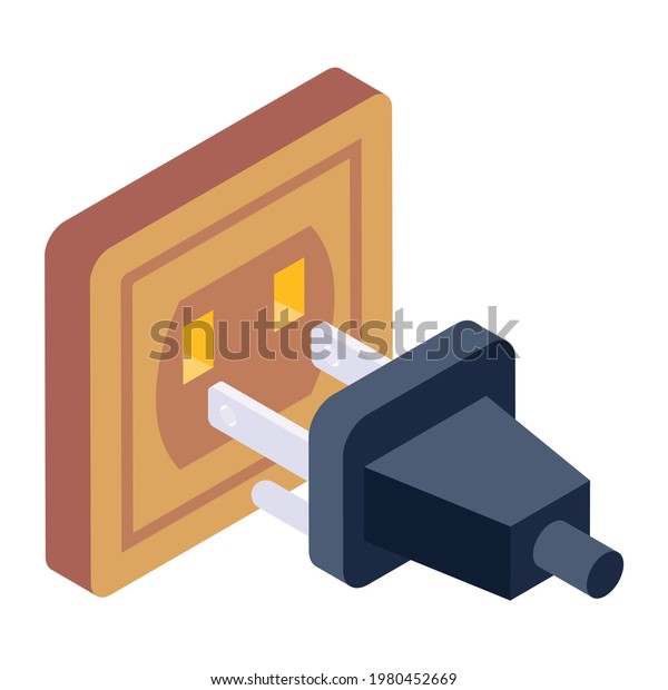 Isometric Design Plug Receptacle Icon Plug Stock Vector (Royalty Free ...