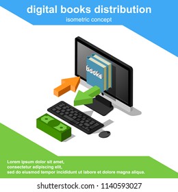 Isometric Digital Books Distribution Concept Vector Stock Vector ...