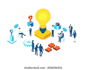 Isometric Environment Design Lots Business People Stock Vector (Royalty ...