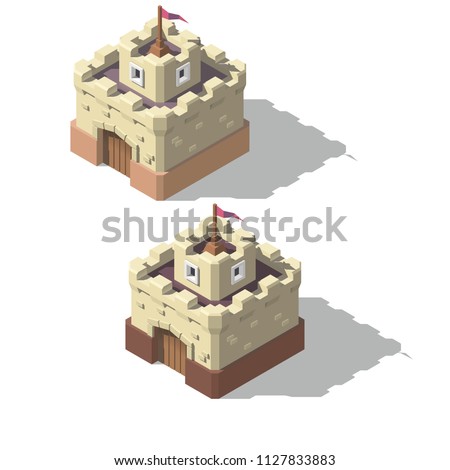 Isometric Fantasy Castle Low Poly Game Stock Vector (Royalty Free ...