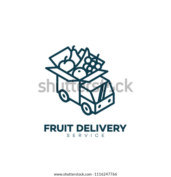 Isometric Fruit Delivery Service Logo Design Stock Vector (Royalty Free ...