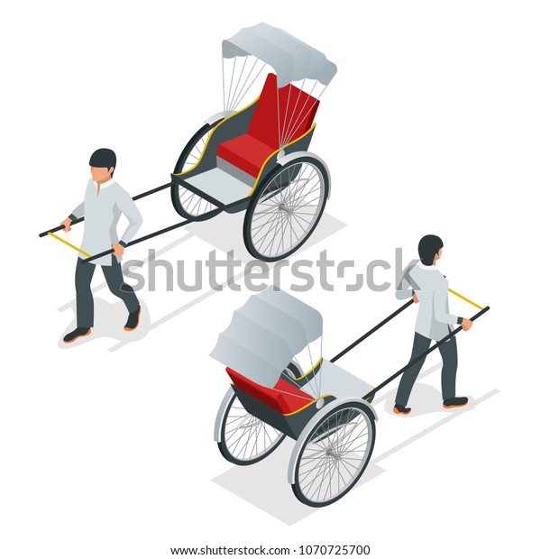 Isometric Hand Pulled Rickshaw Rickshaw China Stock Vector (Royalty ...