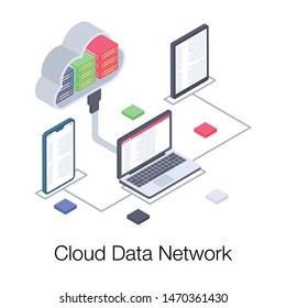 Isometric Illustration Cloud Data Network Stock Vector (Royalty Free ...