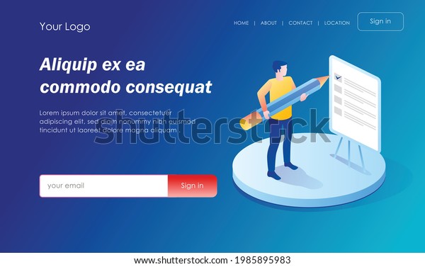 Isometric Illustration Concept Someone Marking On Stock Vector (Royalty ...