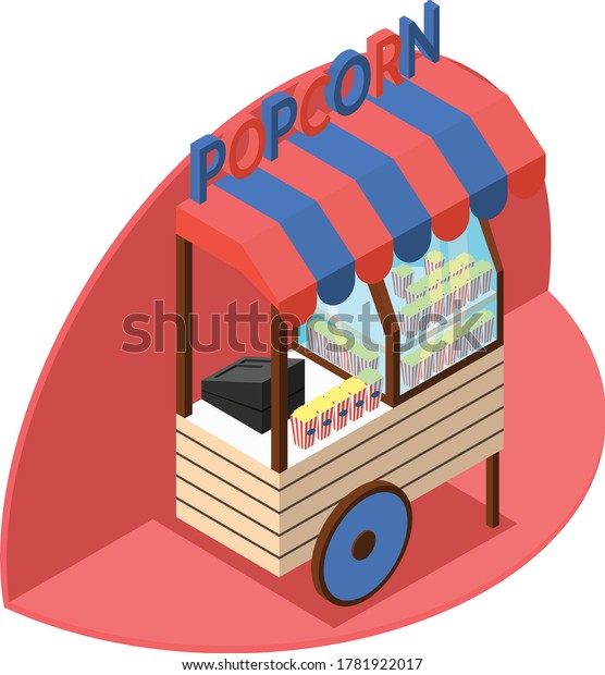 Isometric Illustration Popcorn Stall Stock Vector (Royalty Free ...