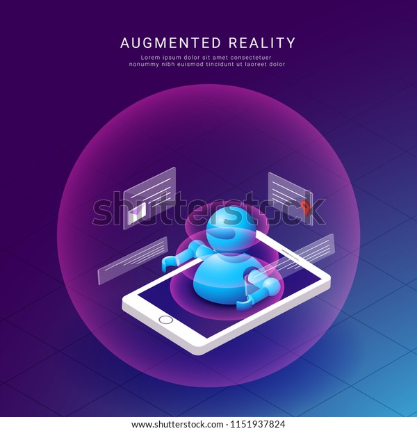 Isometric Illustration Robot On Smartphone Screen Stock Vector (Royalty ...