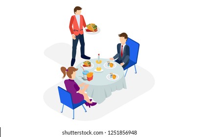 Isometric Illustration Romantic Dinner Partner Vector Stock Vector ...