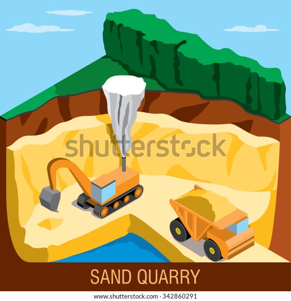 Isometric Illustration Sand Quarry Stock Vector (Royalty Free) 342860291