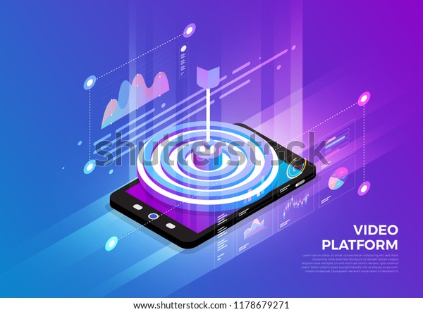 Isometric Illustrations Design Concept Mobile Technology Stock Vector ...