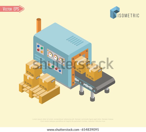 Isometric Industrial Production Line Packaging New Stock Vector ...