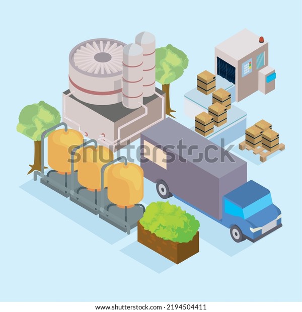 Isometric Industry Poster Factory Items Stock Vector (Royalty Free ...