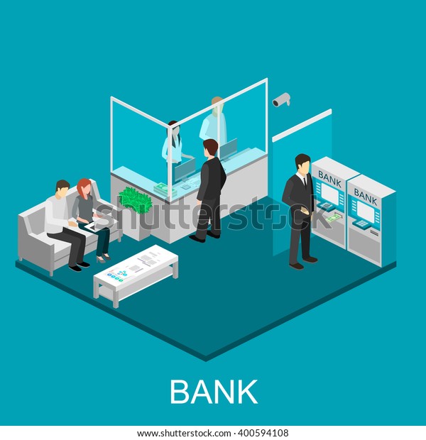 Isometric Interior Bank Stock Vector (Royalty Free) 400594108 ...