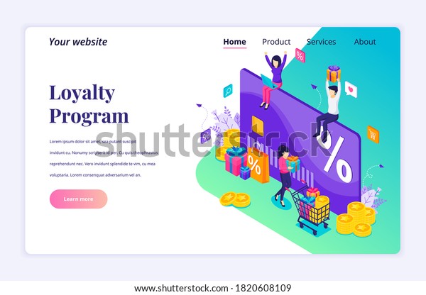 Isometric Landing Page Design Concept Loyalty Stock Vector (Royalty ...