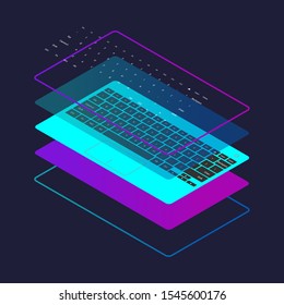 Isometric Laptop Keyboard Vector Illustration On Stock Vector (Royalty ...