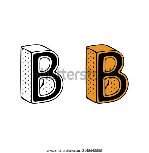 Isometric Letter B Doodle Vector Illustration: เวกเตอร์สต็อก (ปลอดค่า ...