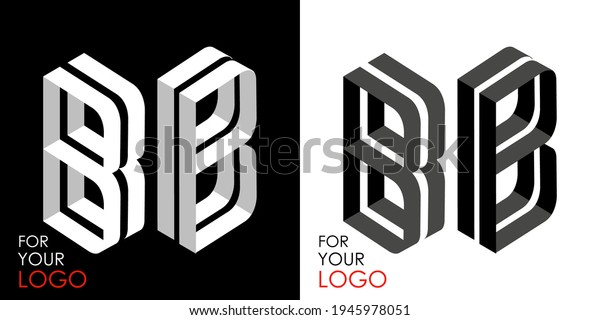 Isometric Letter B Two Perspectives Stripes: เวกเตอร์สต็อก (ปลอดค่า ...