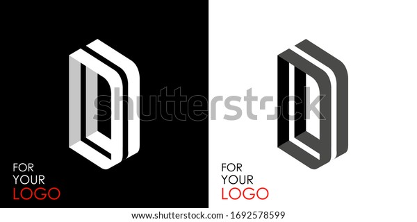 Isometric Letter D Stripes Lines Template Stock Vector (Royalty Free ...