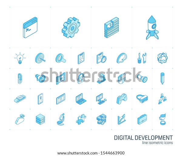 Isometric Line Icon Set 3d Vector Stock Vector (Royalty Free ...