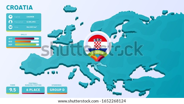 Isometric Map Highlighted Country Croatia Vector Stock Vector (Royalty ...