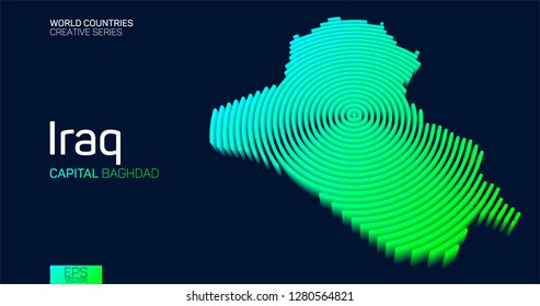 Isometric Map Iraq Neon Circle Lines Stock Vector (Royalty Free ...
