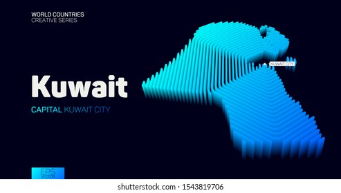 Isometric Map Kuwait Blue Hexagon Lines Stock Vector (Royalty Free ...