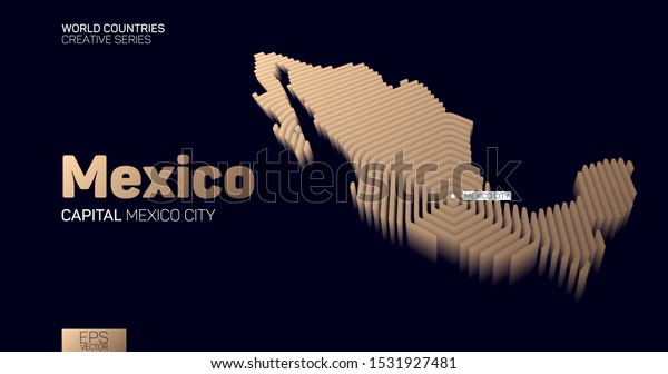 Isometric Map Mexico Golden Hexagon Lines 库存矢量图（免版税）1531927481 ...