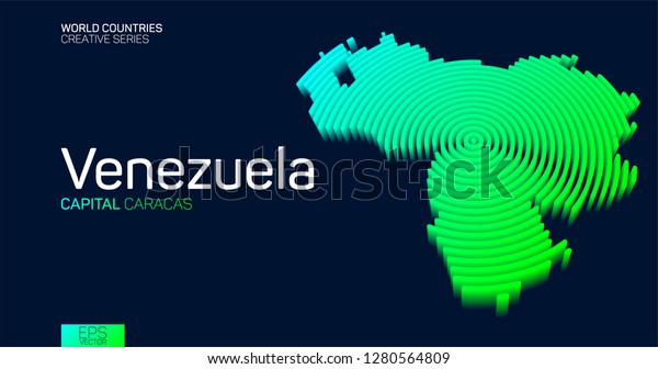 Isometric Map Venezuela Neon Circle Lines Stock Vector (Royalty Free ...